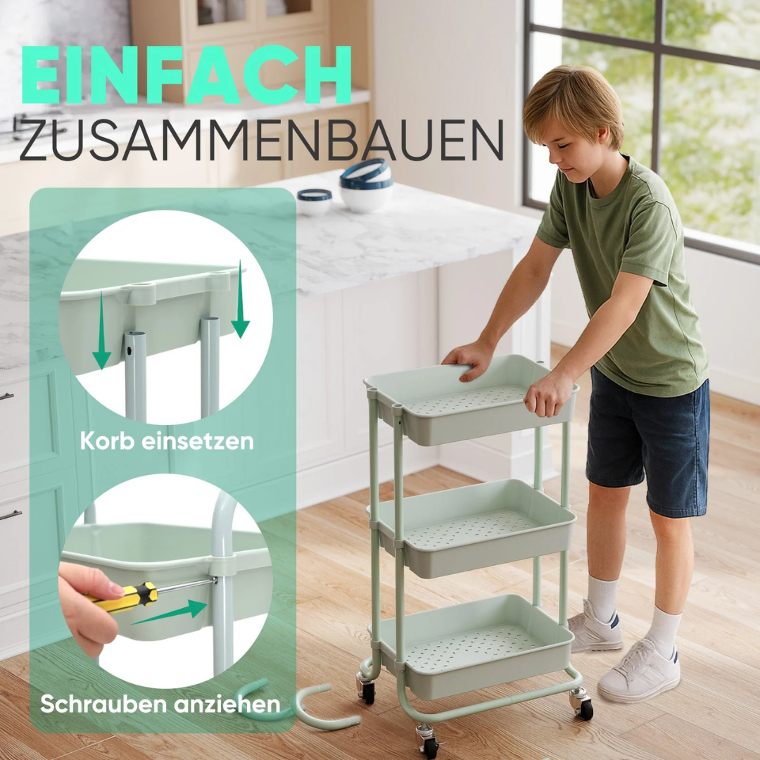 Sekey Rollwagen mit 3 Ebenen, Mintgrün
