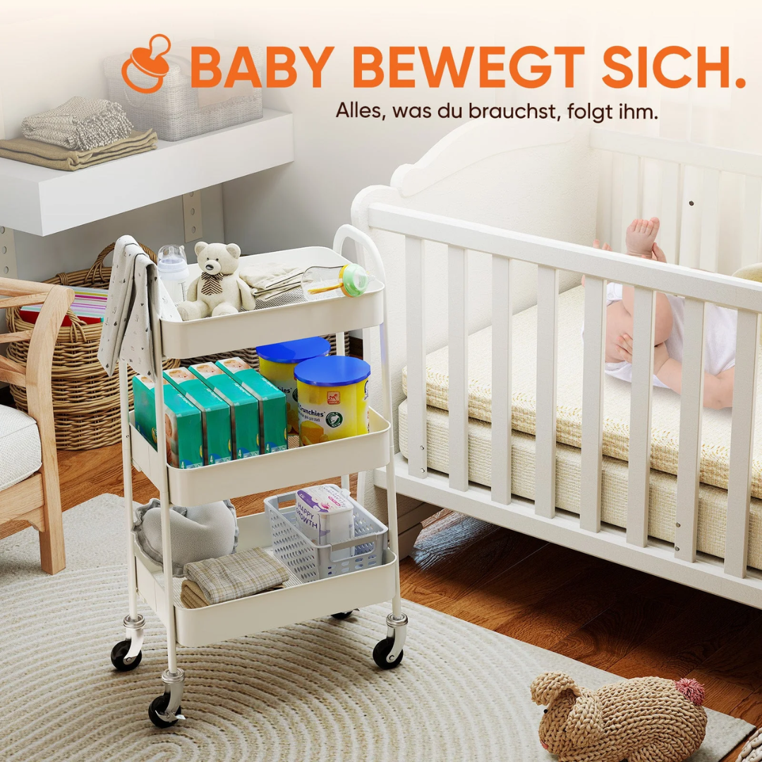 Rollwagen mit 3 Ebenen, Weiß