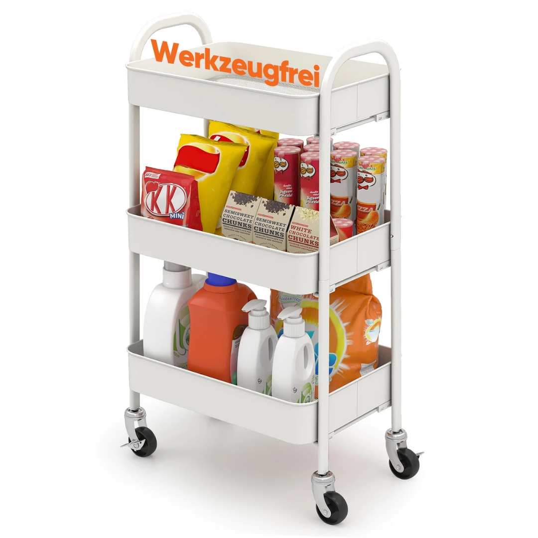 Rollwagen mit 3 Ebenen, Weiß